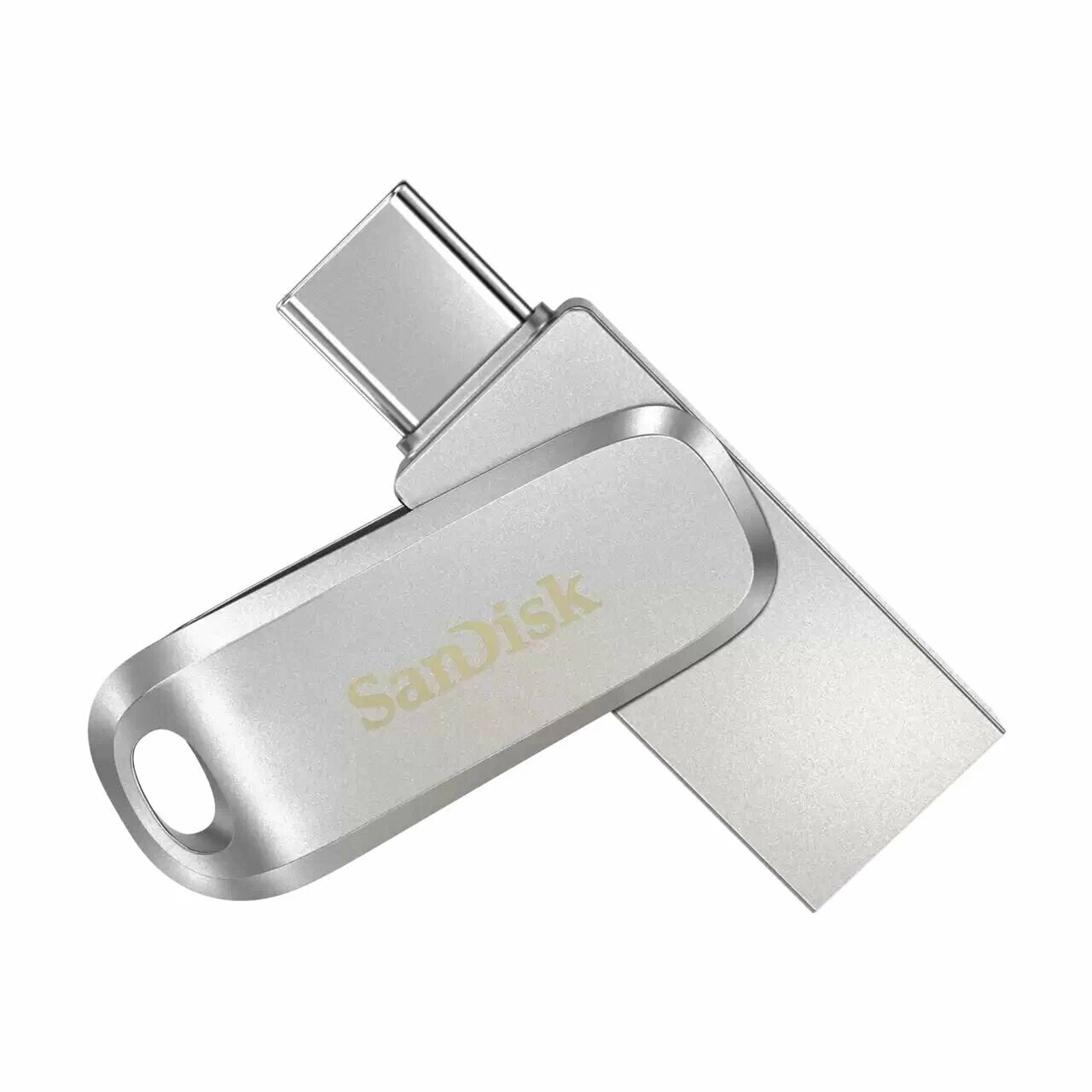 Флешка SanDisk Ultra Dual Drive Luxe, 128 ГБ, USB 3.2 Gen1, металл, серебристый (SDDDC4-128G-G46)