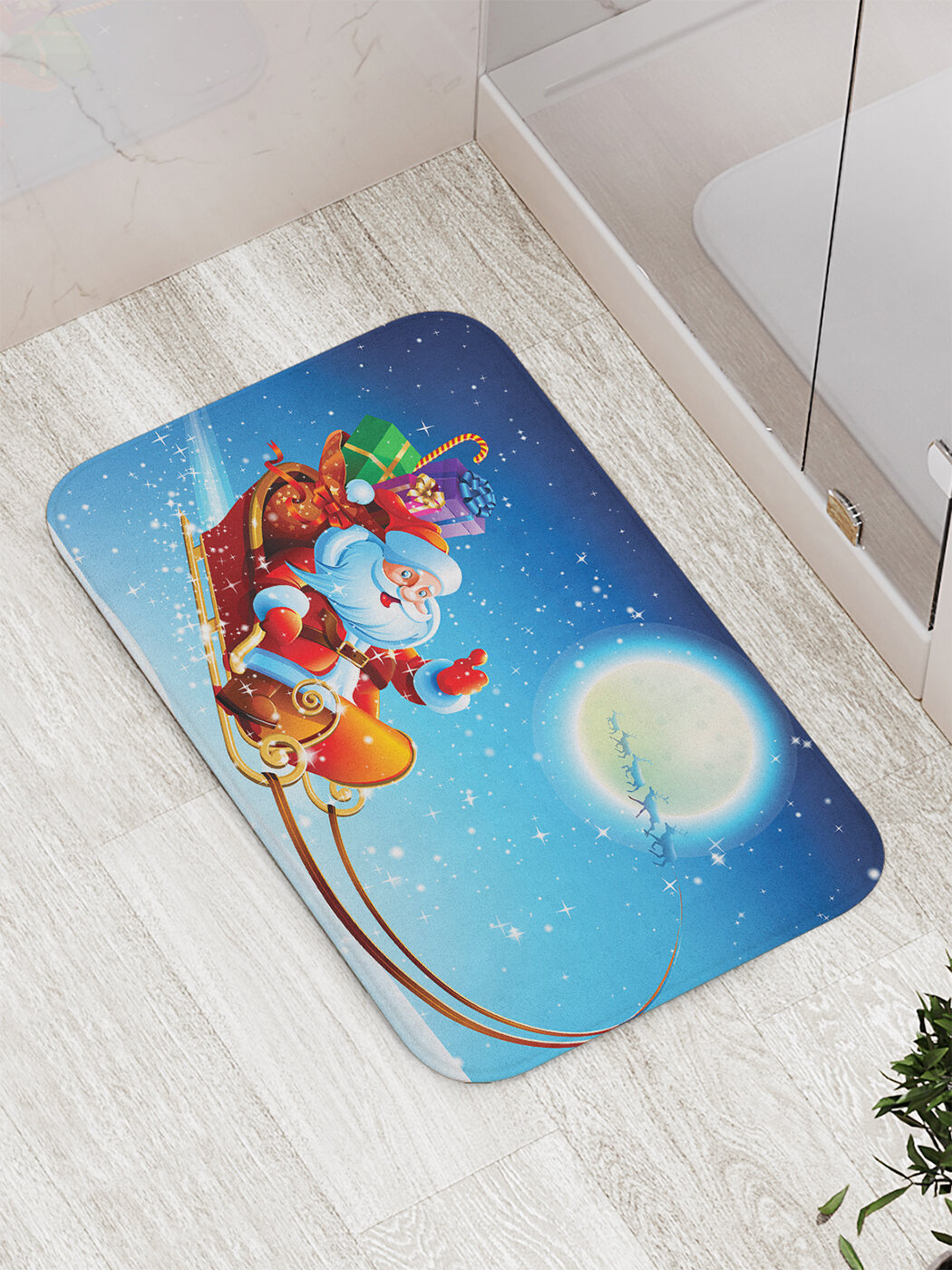 Коврик для ванной комнаты, туалета "Праздничный полет" противоскользящий, 52х77 см, JoyArty