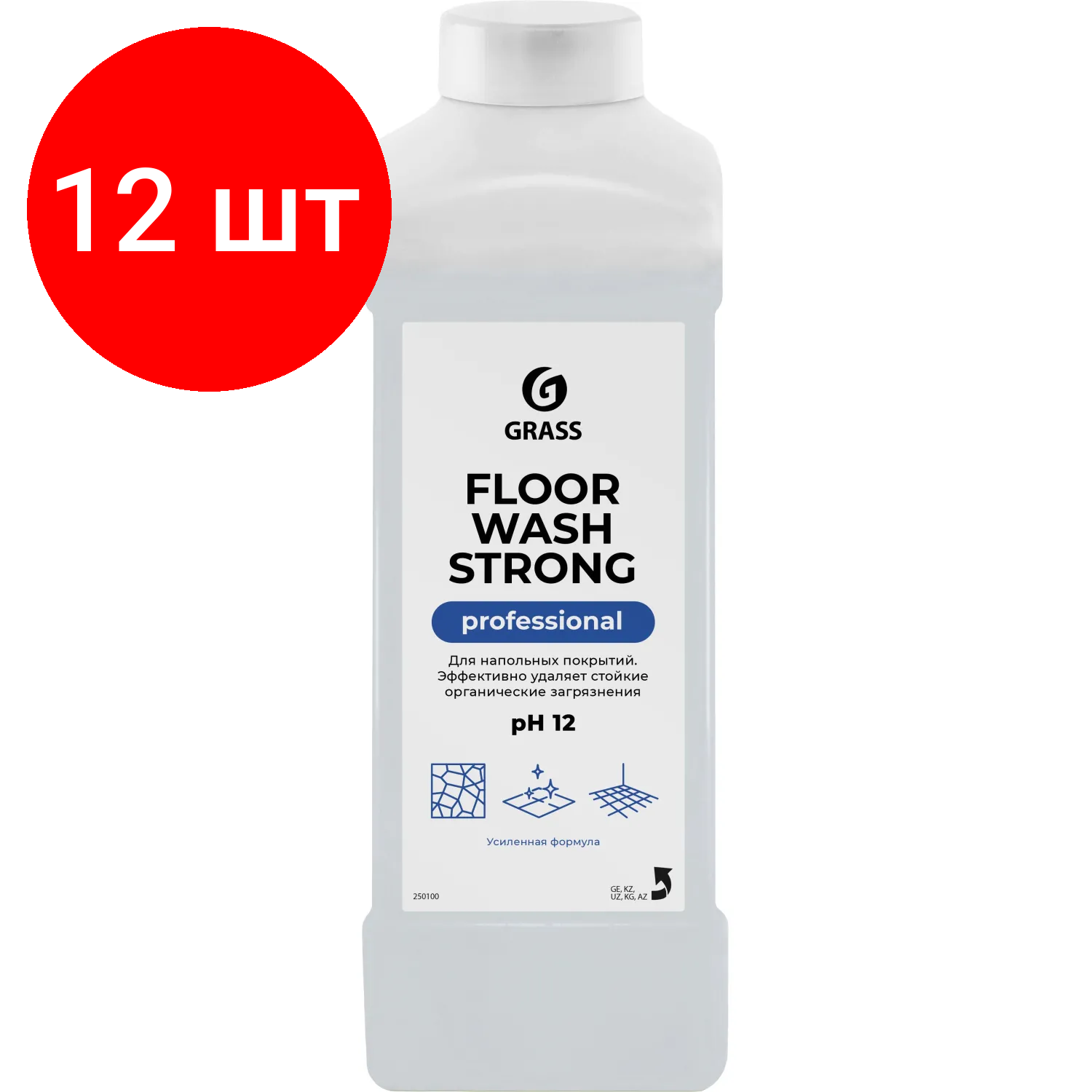 Комплект 12 штук, Профхим д/машин мойки щел от сильных загрязн Grass/Floor Wash Strong,1л