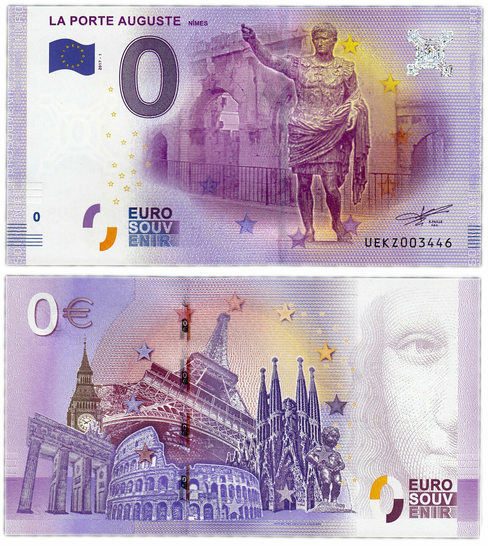 0 евро euro "Ворота Августа" 2017 1-серия UE KZ-1