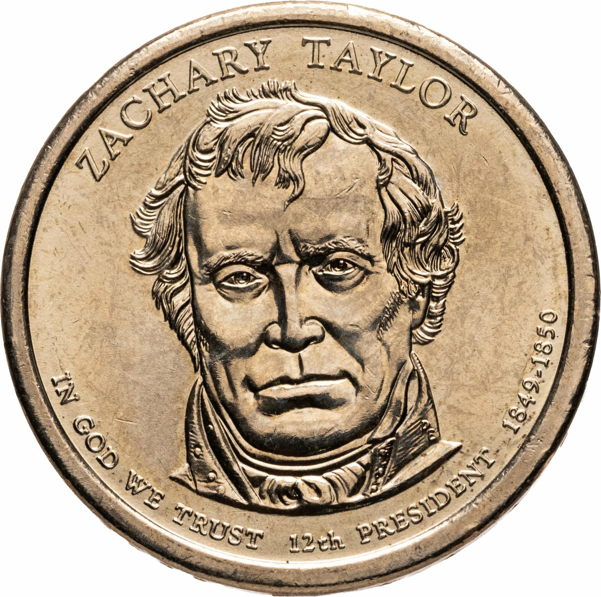 США 1 доллар dollar 2009 "Закари Тейлор 12-й президент США", знак монетного двора "P"Филадельфия, Медь, в сохранности UNC