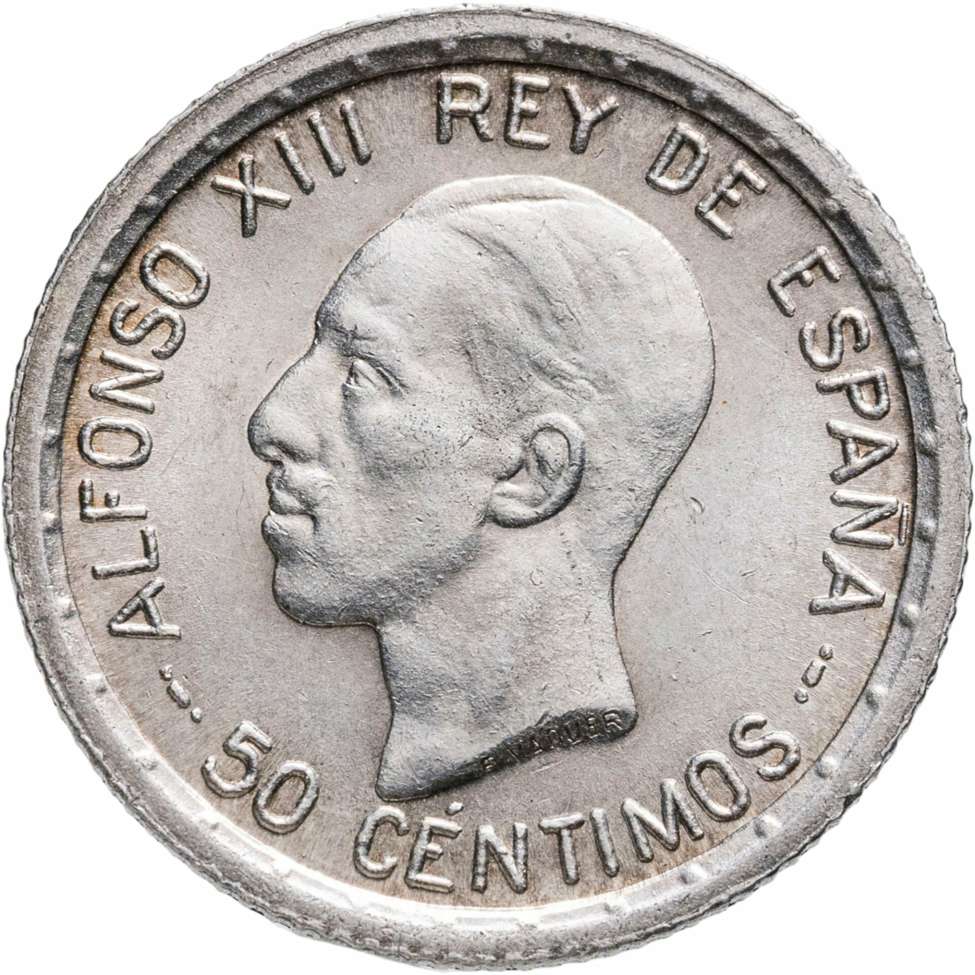 Испания 50 сентимо centimos 1926, Серебро 835, в сохранности AU-UNC