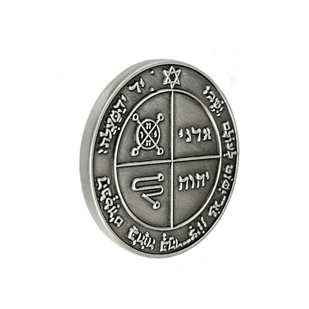 Сплавы античных стилей Монета с печатью царя Соломона Юпитера для медитаций Духовной защиты и привлечения богатства