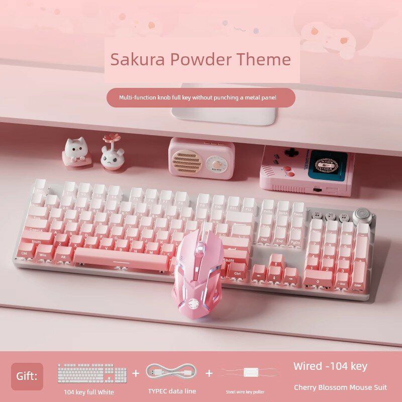 Беспроводной комплект клавиатуры и мыши Forerunner Mist Peach Gradient с тремя режимами подключения (Bluetooth), с
