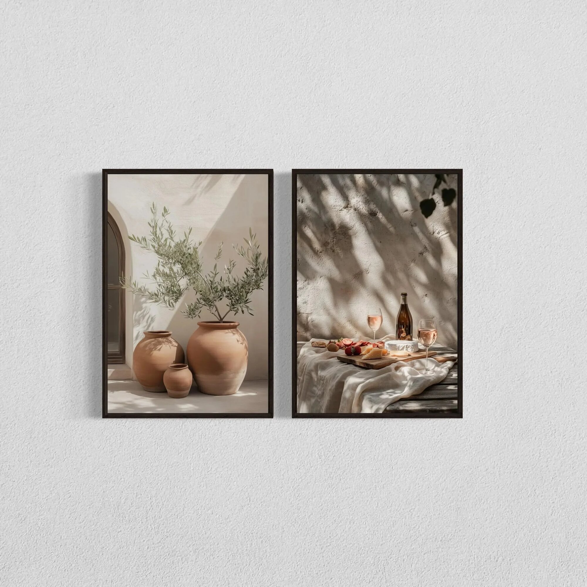 Набор из 2 оливковых ваз с ретро-пейзажем на холсте VA1890-2pcs, 30x40cm unframed