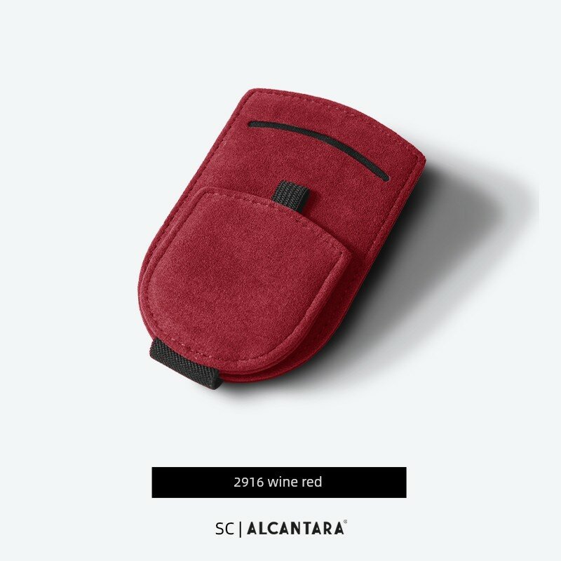 Алкантара автомобильный держатель для очков на солнцезащитный козырек с отсеком, бордовый цвет, роскошный дизайн