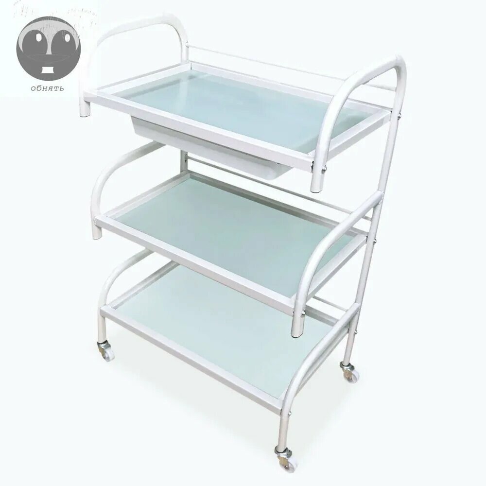 Тележка косметологическая стеклянные полки LR303 Белая Fabric-Stol-L0412