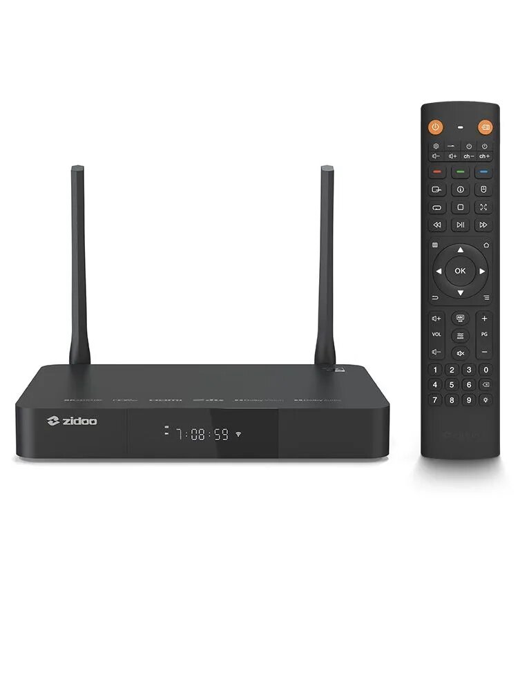 Zidoo Медиаплеер Смарт ТВ приставка, медиаплеер Zidoo Z9X 8K V11 Android, 6 ГБ/64 ГБ, WiFi, V11 Инфракрасный пульт дистанционного управления черный