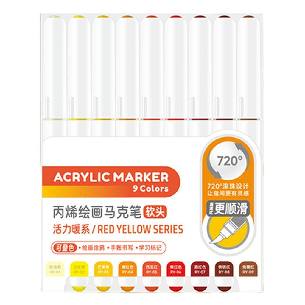 9-Цветная жидкая акриловая краска, маркер, акриловая краска, ручка, кисточка для рисования, изготовление открыток, Скрапбукинг, Журналирование, Раскраска