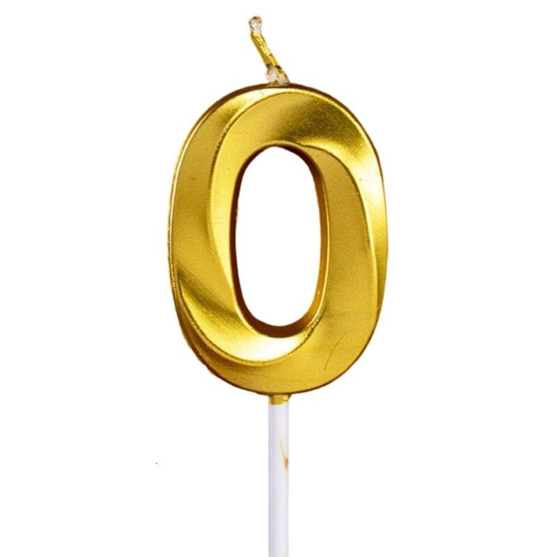 Золотые цифровые свечи для торта 0-9, 0