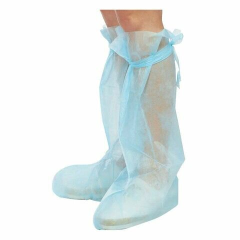 12 шт. Бахилы стерильные из спанбонда высокие с завязками, 25 г/м2, одна пара в индивидуальной упаковке