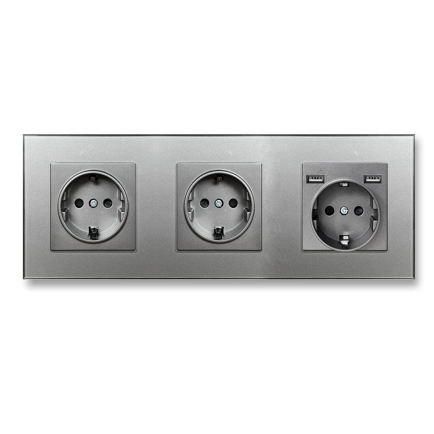 Настенная розетка R Series 86 типа европейского стандарта с USB и Type-C, стеклянная панель, скрытая круглая коробка для установки