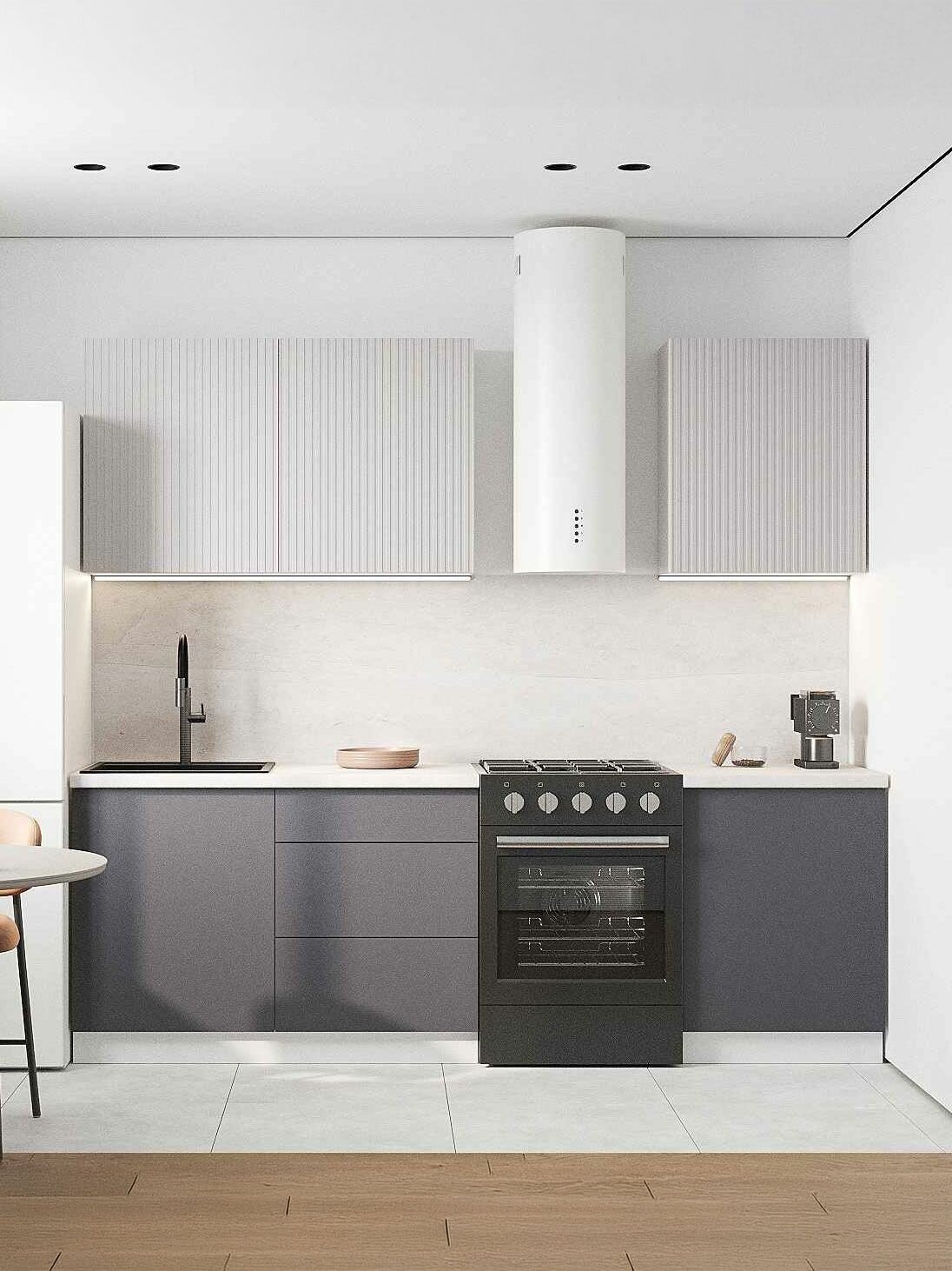 Кухонный гарнитур Комби 1.8 м, мебель для дома и кухни, Белый / Нео / Графит