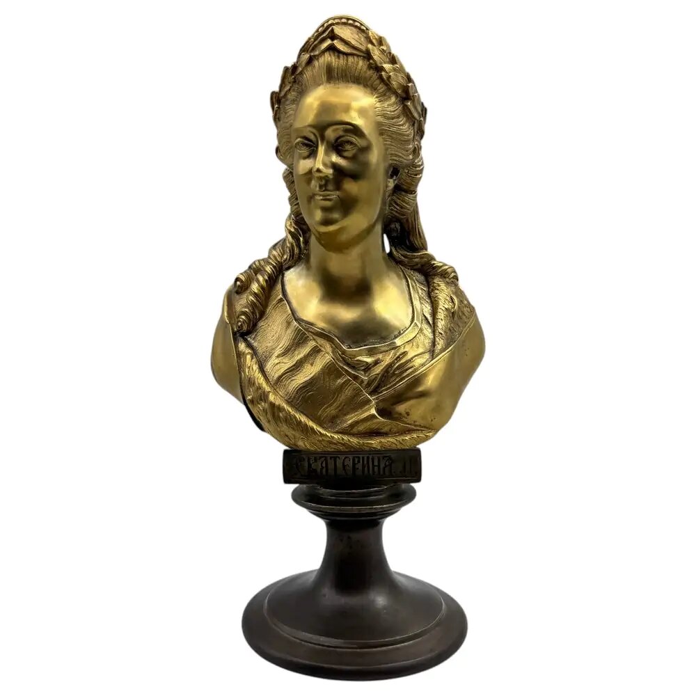 Бронзовый бюст "Екатерина II" 1867 г. Автор Ф. Шопен, Касли, частная работа, Российская империя