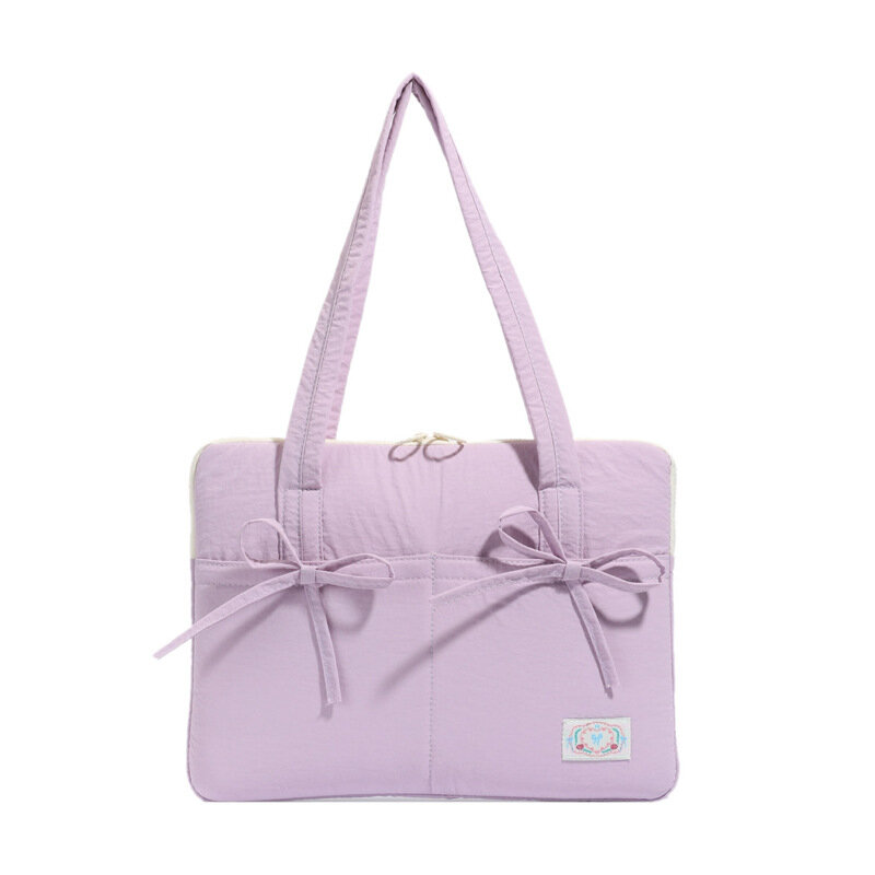 Японский и корейский стиль, свежая сумка с бантиком 14inch года, ручная сумка для ноутбука для девочек, кремового цвета, универсальная сумка для поездок, женская сумка