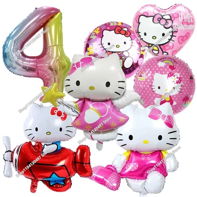 Набор фольгированных воздушных шаров с мультяшными персонажами Sanrio: Куроми, Май Мелоди, Коричная собачка, Hello Kitty. Игрушка для украшения детского дня рождения.