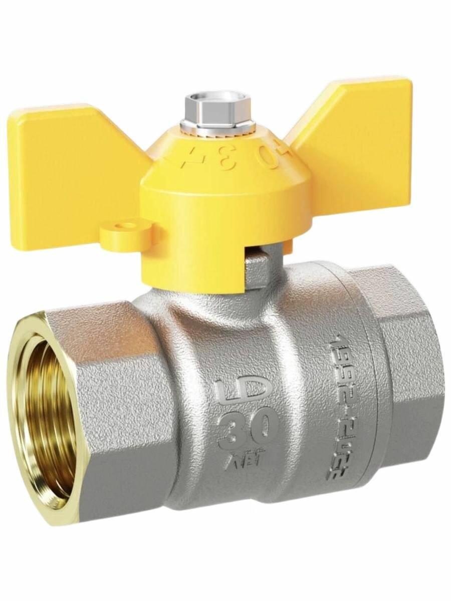 Кран шаровой для газа муфтовый полнопроходной (бабочка) LD Pride 3/4"