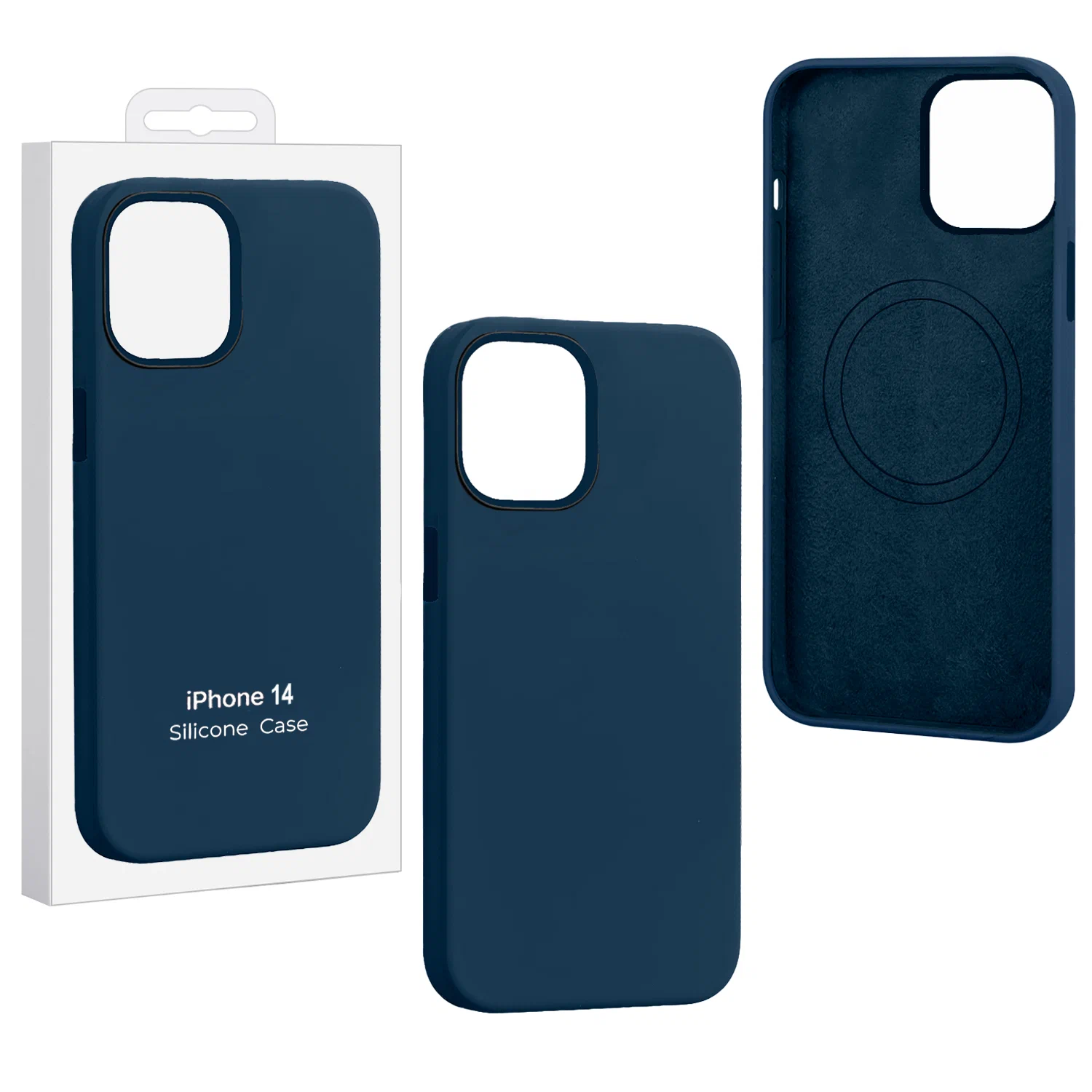 Чехол для iPhone 14 Silicon Case Storm Blue, анимация NFC, поддержка беспроводной зарядки, синий