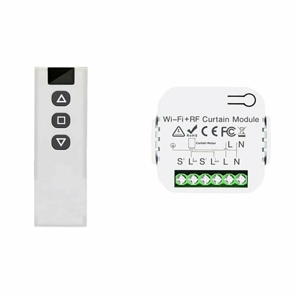 Tuya Smart Life WiFi 433Mhz Выключатель для жалюзи с радиочастотным пультом дистанционного управления электрическими рольставнями, 1RC 1RE