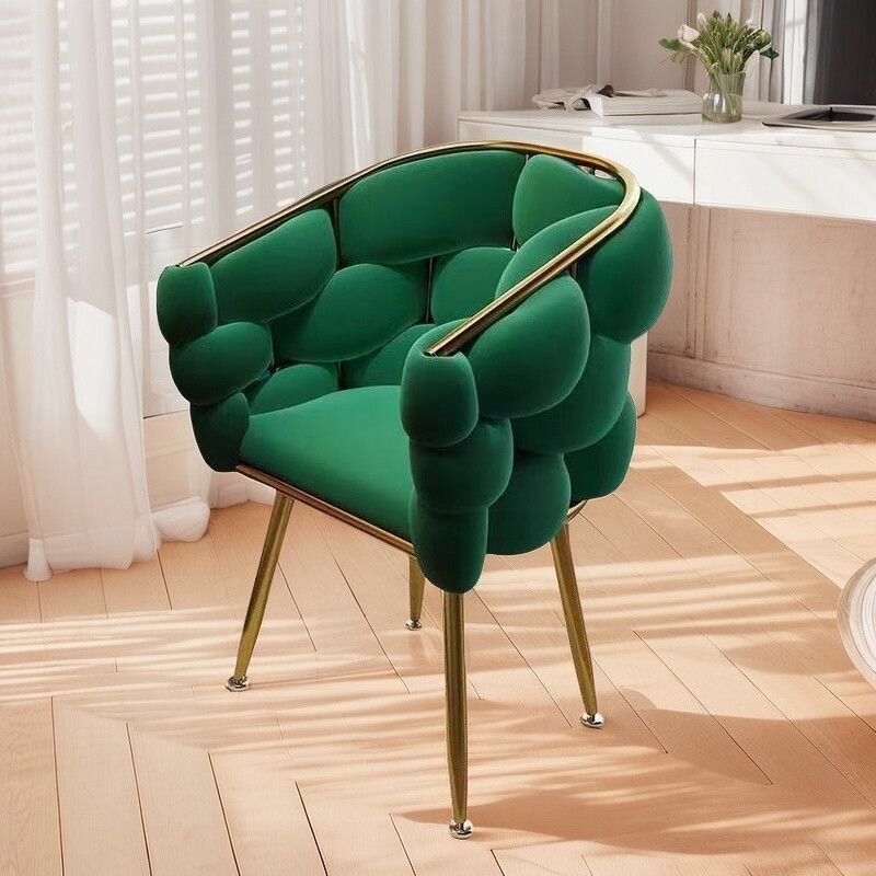 Кресло, 1 шт, 58х40х64 см. Золотая рама - темно-зелёный цвет.