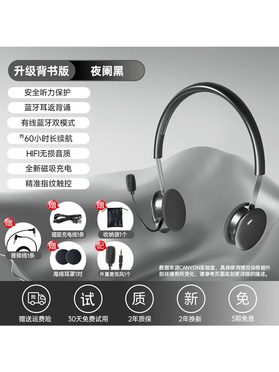 Наушники Canyon Bluetooth+провод, черный, двойной режим, версия