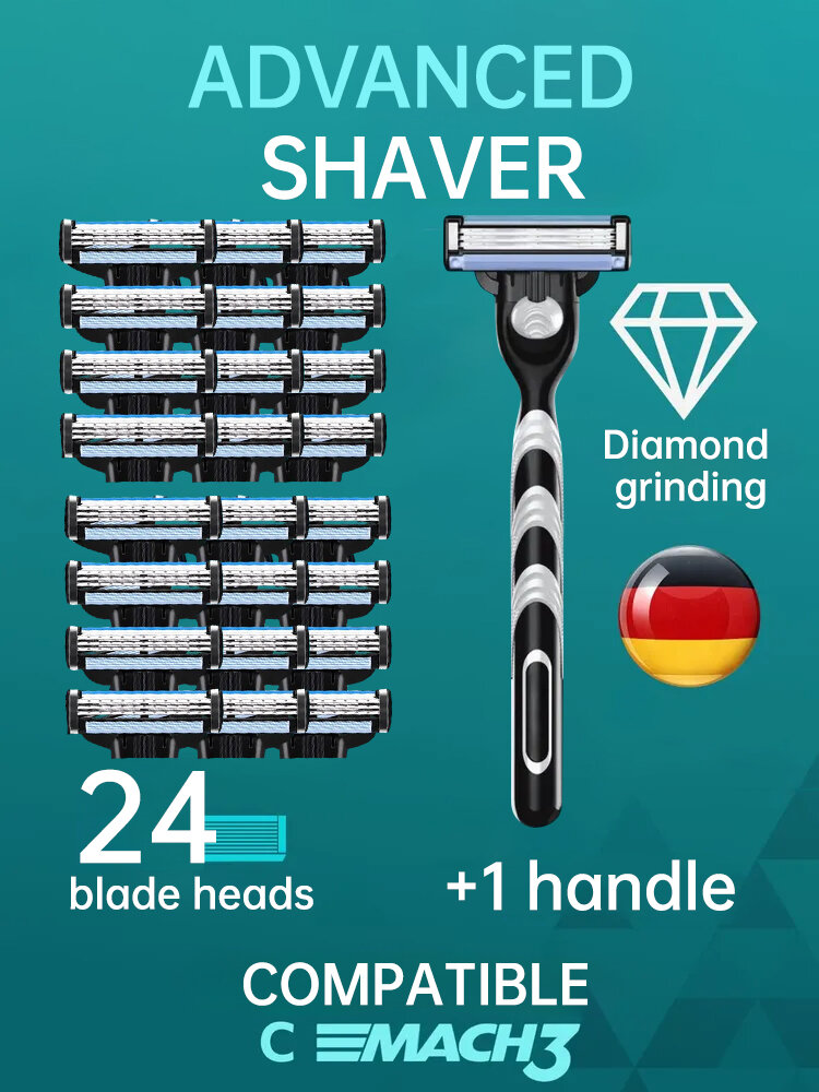 Комплект Mach3: мужская бритва 25 комплектов, противоскользящая ручка, предохранительный лезвие с кассетой
