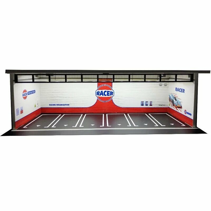 Модель парковки в масштабе 1:64, гараж, имитирующий гоночную сцену
