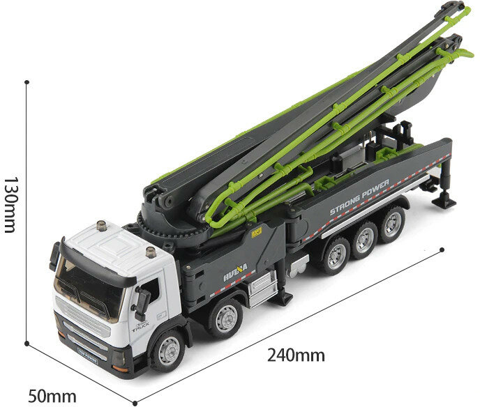 Металлический грузовик бетононасос HuiNa Toys 1:50 - HN1709-GREEN