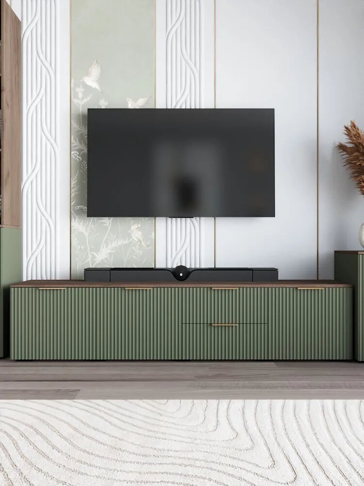 Тумба под телевизор Салерно 5 напольная насыщенно-зеленый 197 х 43 х 42 см