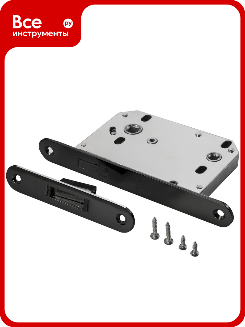 Магнитная сантехническая защелка Ренц черный INMagn 2070 Black, стальная защелка с покрытием, для межкомнатных дверей