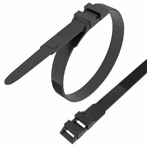 Хомут усиленный с двойным горизонтальным замком Rexant 07-0359 nylon-12 350 x 9мм черный (100 штук)