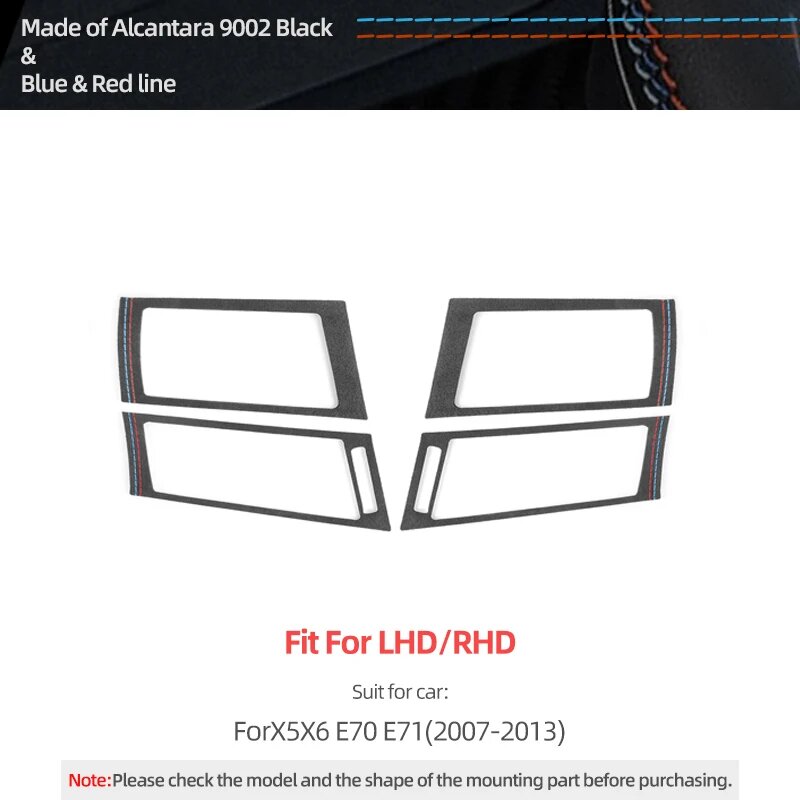 Для BMW X6 E71 X5 E70 изготовлена из алькантары, боковое вентиляционное отверстие на приборной панели, накладка на рамку, наклейка для салона автомобиля, аксессуары Red Blue