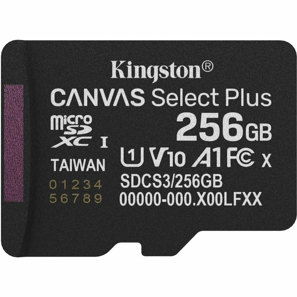 Карта памяти micro SDXC Kingston Canvas Select Plus Gen3 адапт. SDCS3/256GB, 2447522