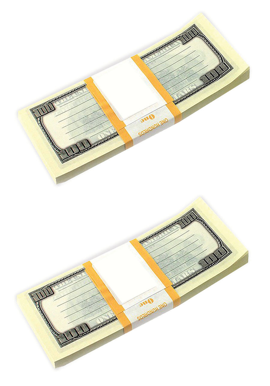 Блок для записей "100 долларов", проклеенный, 15х6х1 см (2 шт.)