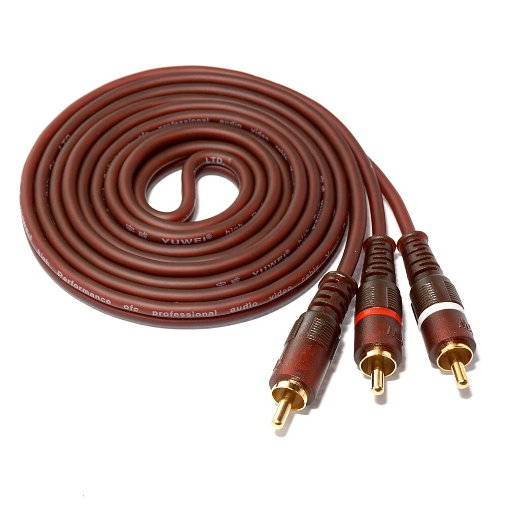 Y-образный сплиттер RCA, 1 штекер RCA на 2 штекера RCA, Hi-Fi аудио кабель, провод OFC, позолоченный штекер RCA, кабель 1,5 м