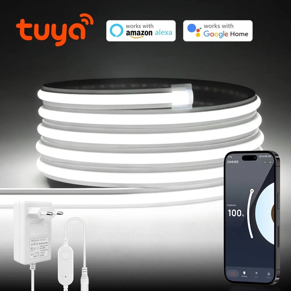Tuya Smart Светодиодная лента 8.64 Вт, IP67, Белый матовый, 1 шт