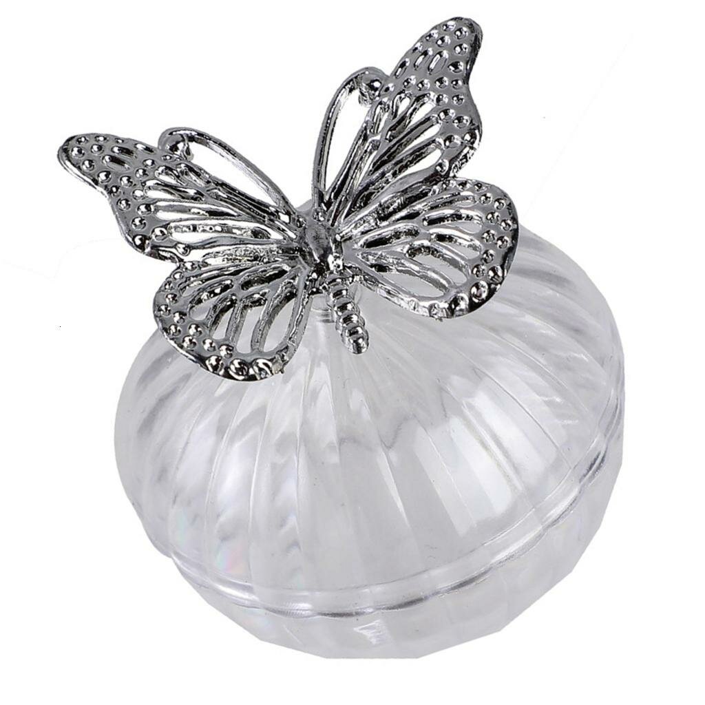 Прозрачная пластиковая конфетница с бабочкой, Серебро 6303 пробы