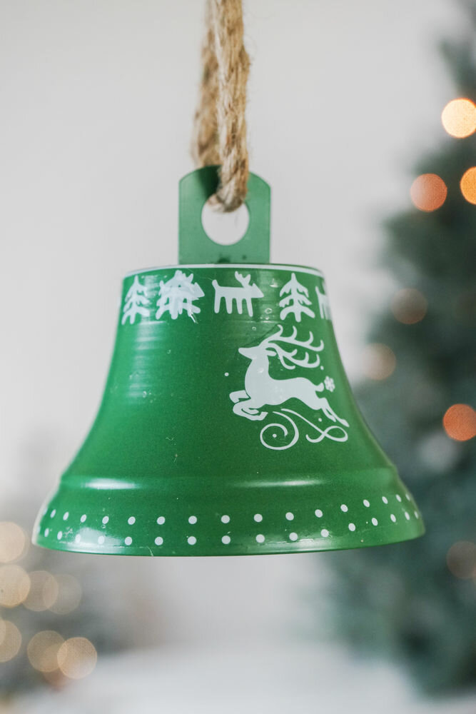 Ёлочная игрушка Колокольчик - кампана верде с оленем, металл, 14 см, Koopman International AES100900-2
