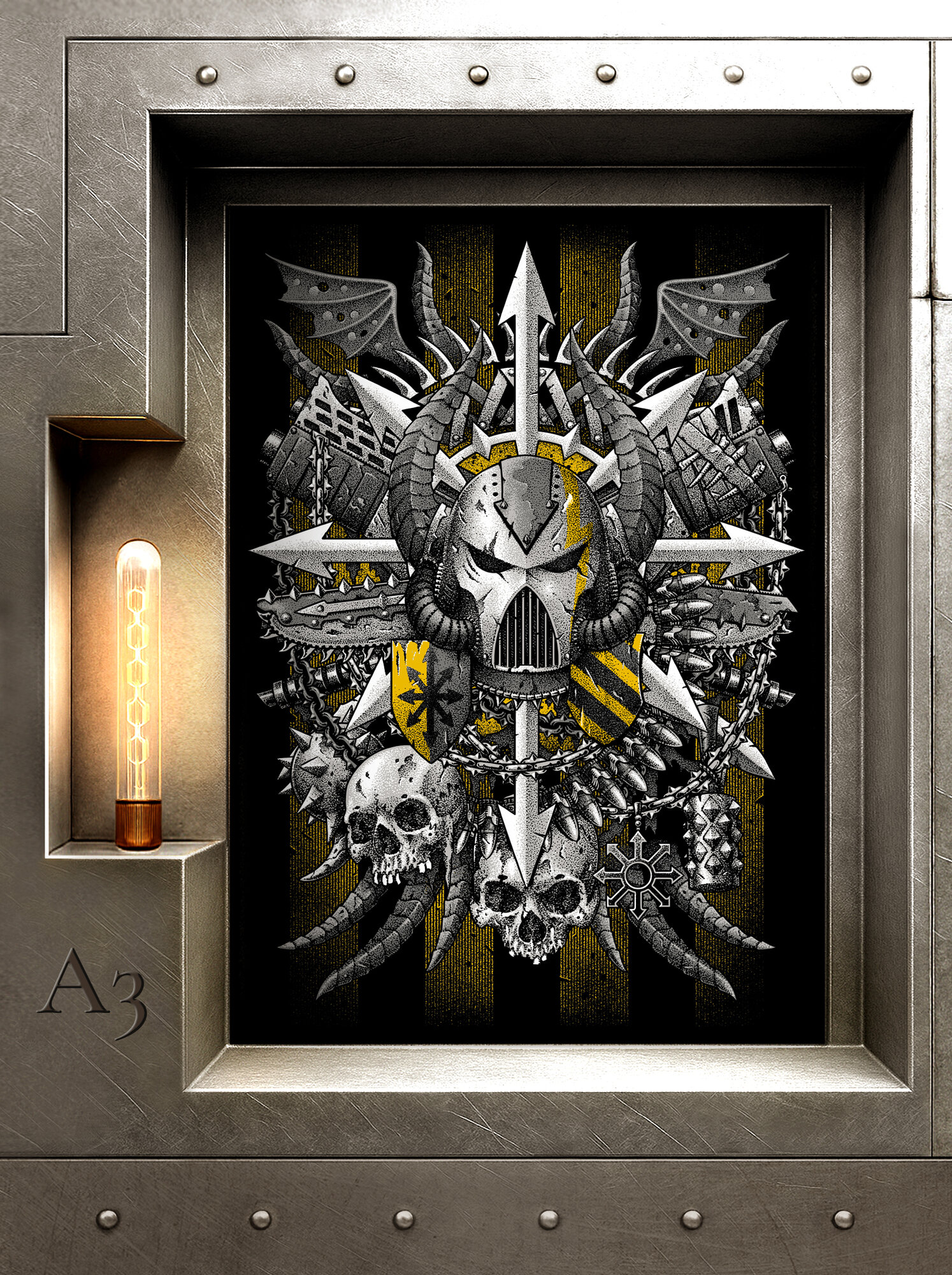 Постер Вархаммер 40000 - Плакат Warhammer 40K - "Эмблема Хаоса" - Формат А3