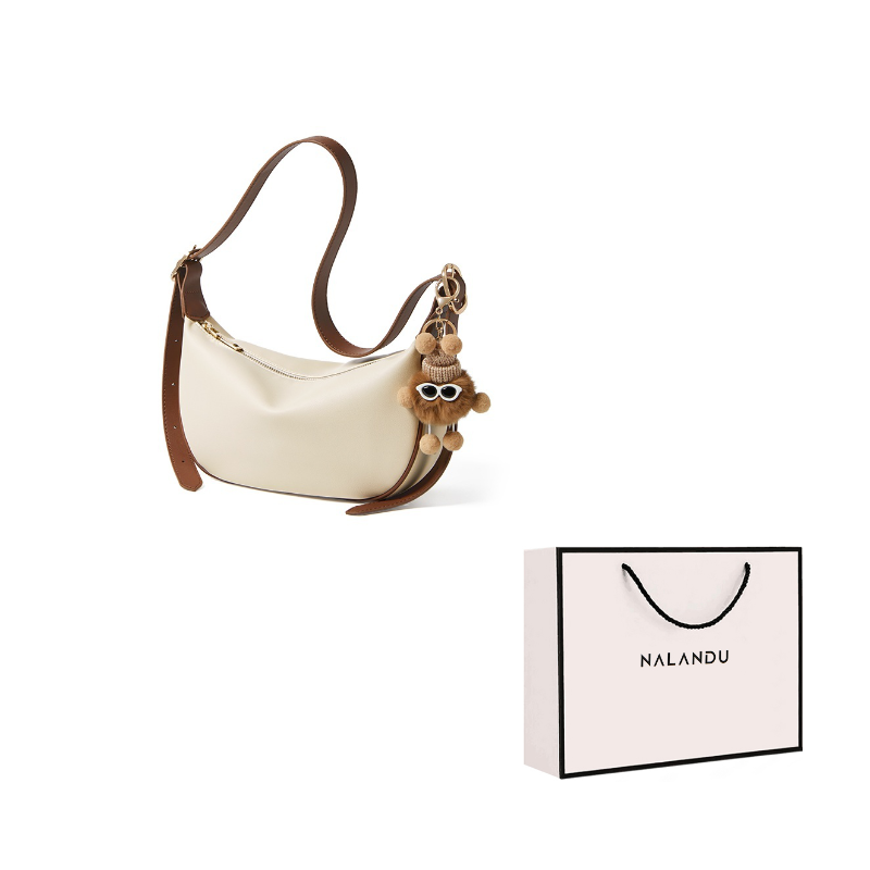 Сумка Dumpling Bag женский Narandu Crescent Crossbody Cow Leather Oat Medium Size