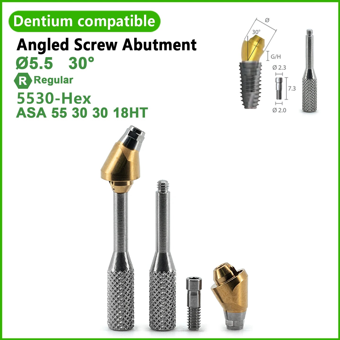 Dentium SuperLine 15°/30° Многокомпонентный угловой абатмент ASA 55 30 30 18HT
