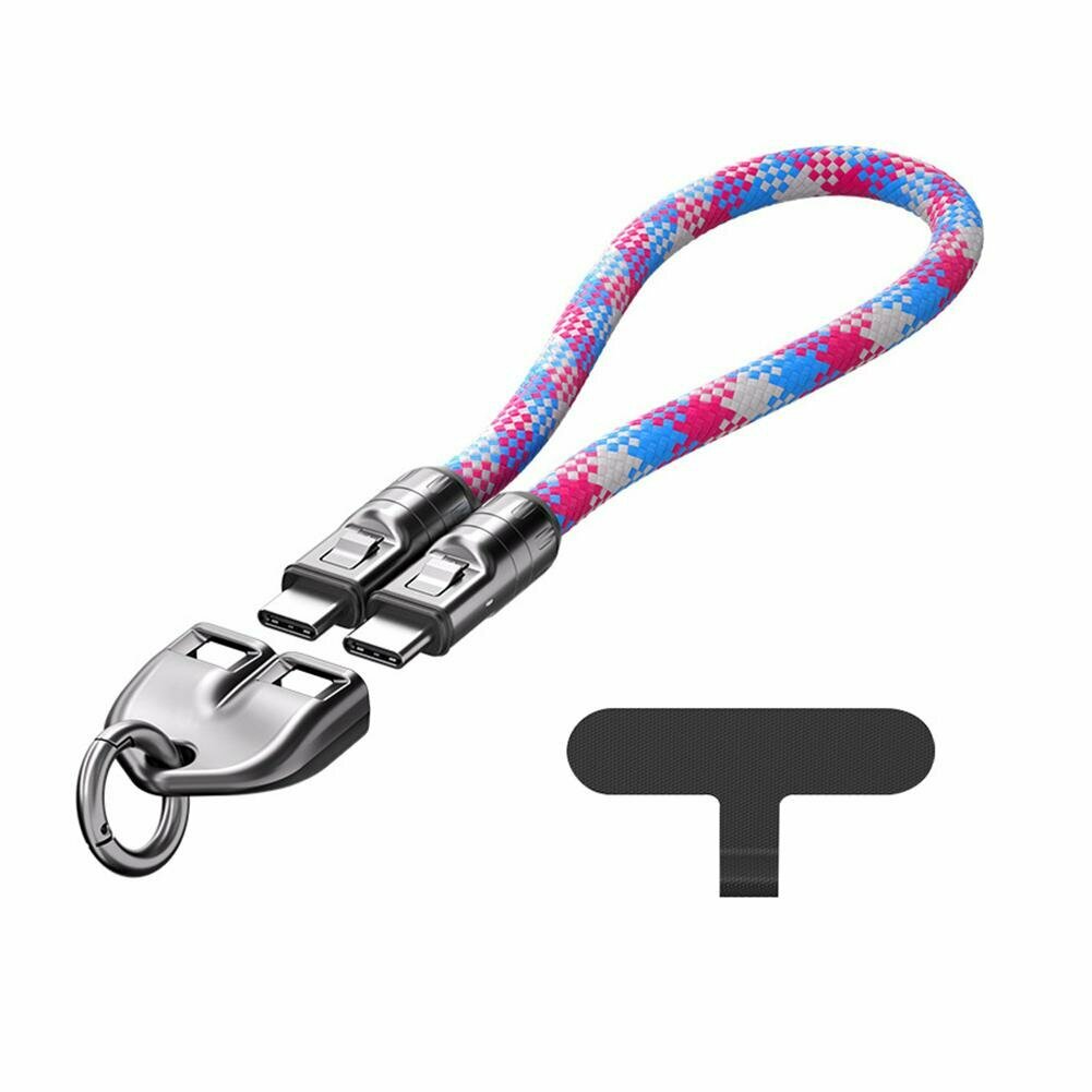 Кабель USB-C с ремешком, 240 Вт, 30 см, USB-C — USB-C 2-в-1 для быстрой зарядки и синхронизации данных, с регулируемым шейным/наручным ремешком, плетеный нейлон, 480 Мбит/с, 48 В/5 А, для ноутбука, телефона, планшета