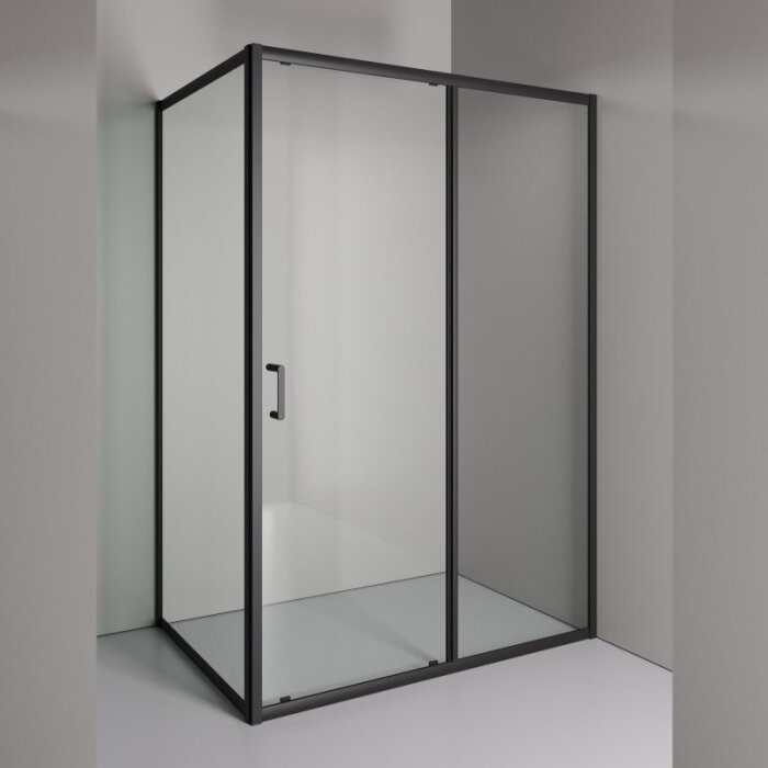 Душевой уголок Orange E23 14090TB 140х90 см, стекло прозрачное, профиль черный матовый