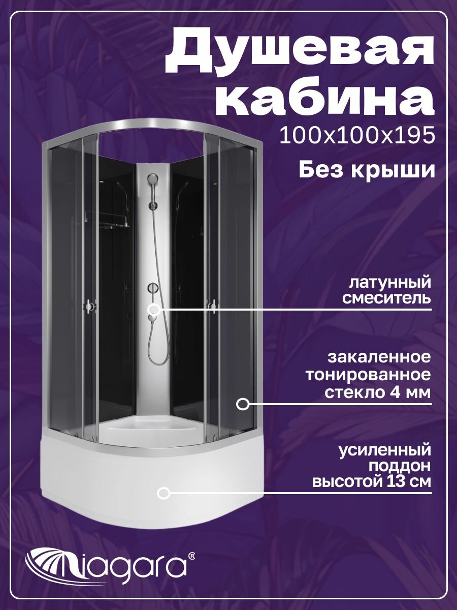Душевая кабина Niagara Eco E100/40/TN/BK (1000х1000х1950)