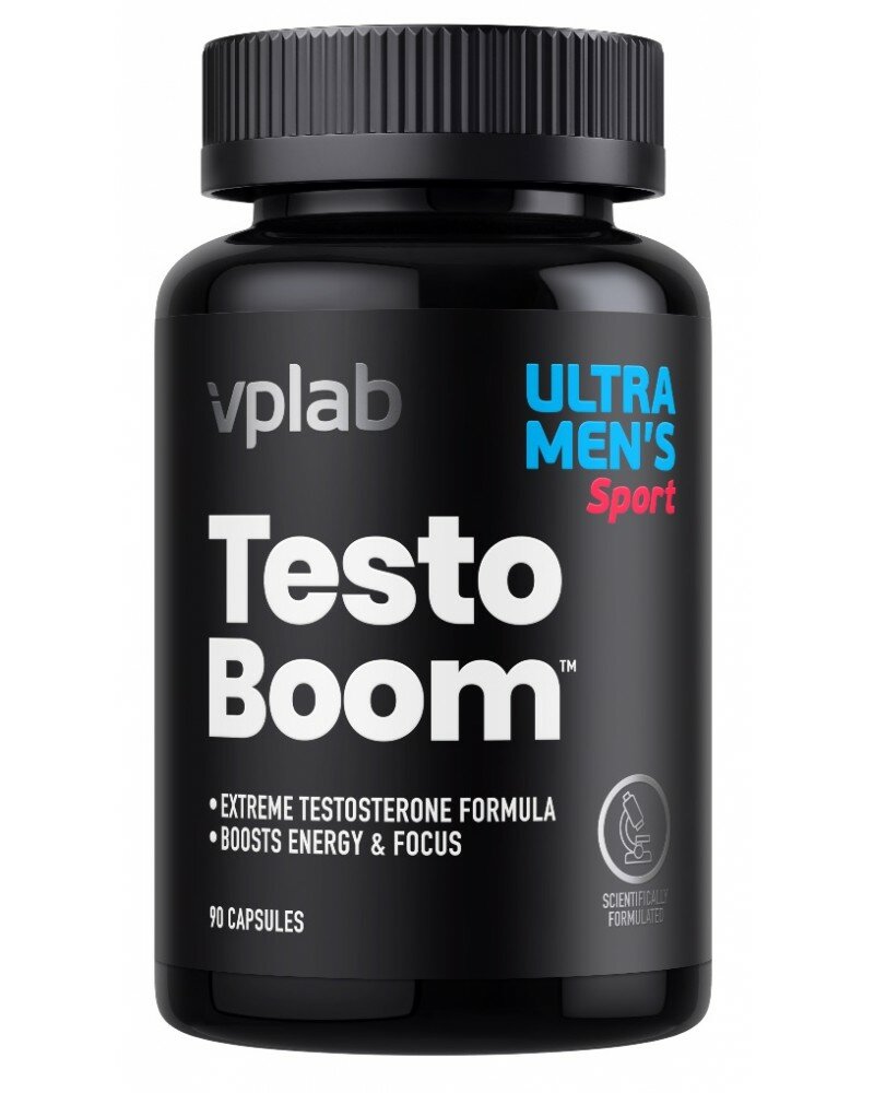 Бустер тестостерона TestoBoom 90 капсул, для повышения тестостерона, выносливости, силы, нейтральный вкус.