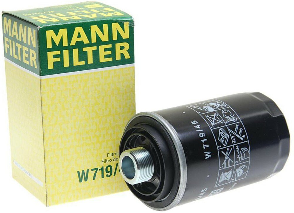 Фильтр масляный MANN W719/45 Skoda Octavia 1z3,1z5 05->, Vw Golf VI, Passat 3c2, Tiguan, Audi A3, A4, Tt