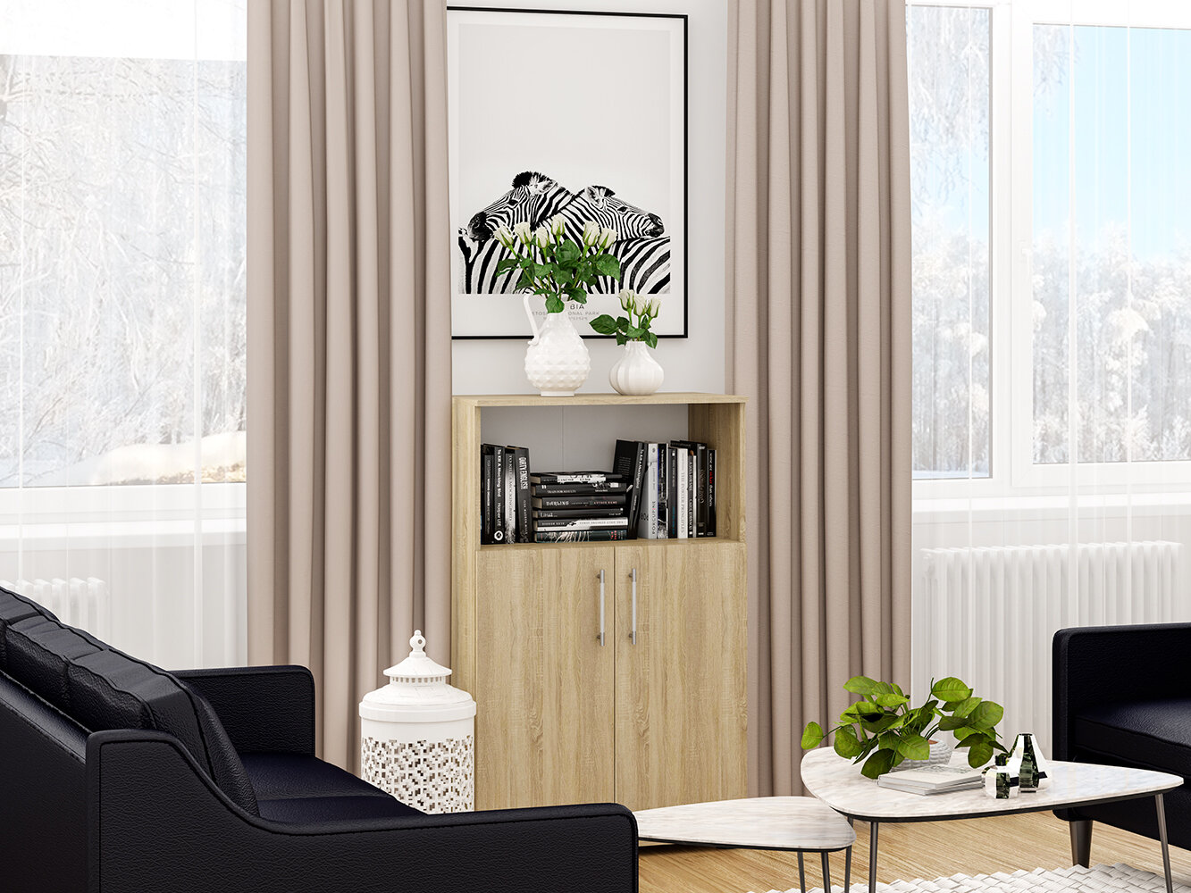 Полуоткрытый шкаф для документов серии Аргумент А-29 (Пирамида комфорта) цвет Дуб сонома