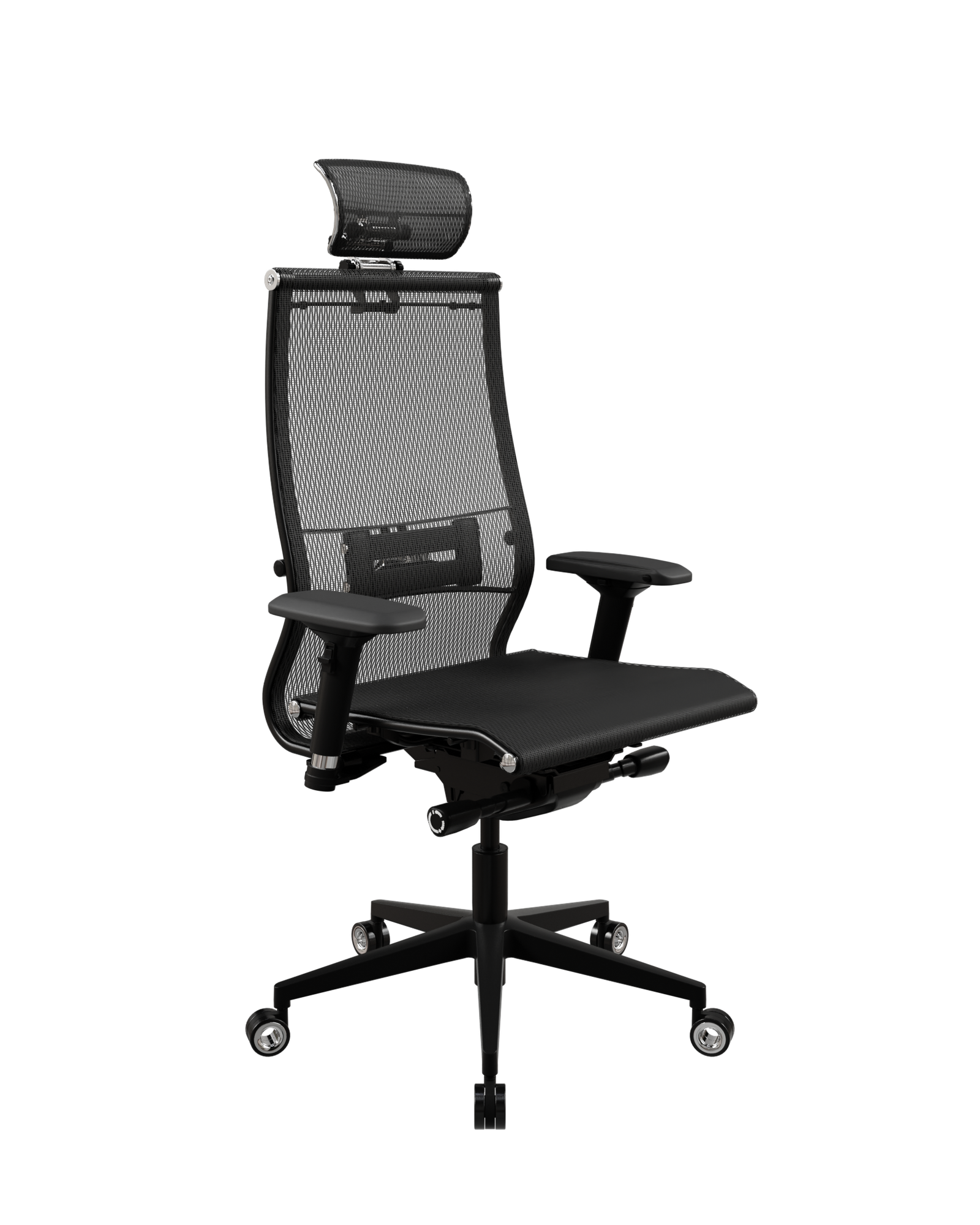 Кресло METTA Samurai Black Edition, с подголовником, эргономичное, черное (ролики дизайнерский с PU ободком, d60мм (W04))