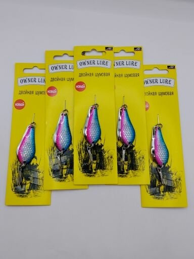 Блесны двойные шумовые, набор из 5 шт.10гр, 7см
