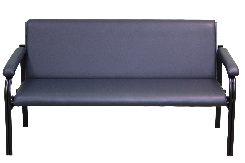 Диван офисный "Сириус Гладкий", 3х-местный, экокожа асфальт, разборный стальной каркас, на дачу, на кухню, в прихожую.
